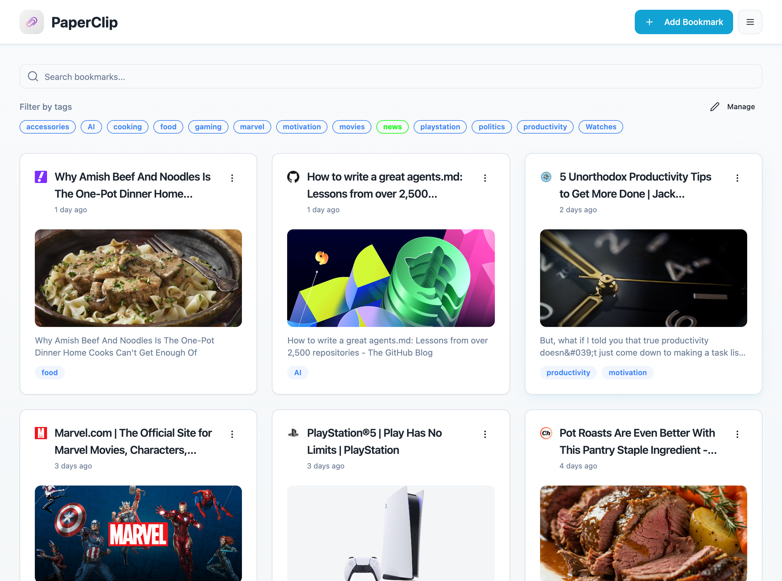 PaperClip - Smart Bookmark Manager